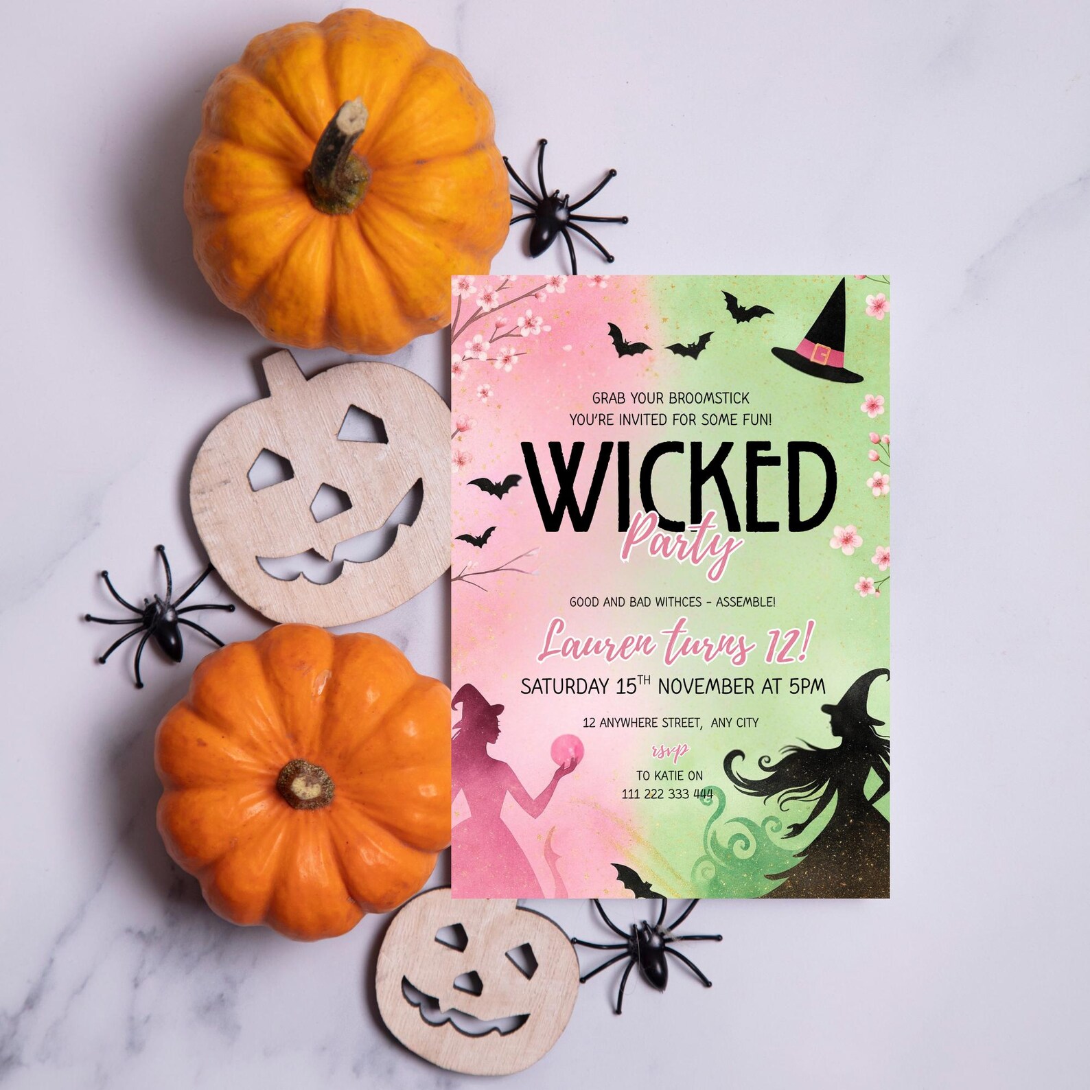 Wicked Birthday Invitation Template - Witch Party Printable, Editable ...