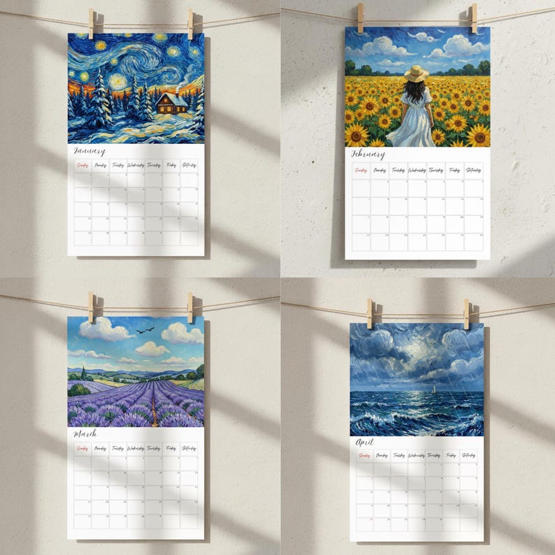 Digital Calender - Artistic 2026 Wall Calendar, Modern Vertical Design ...
