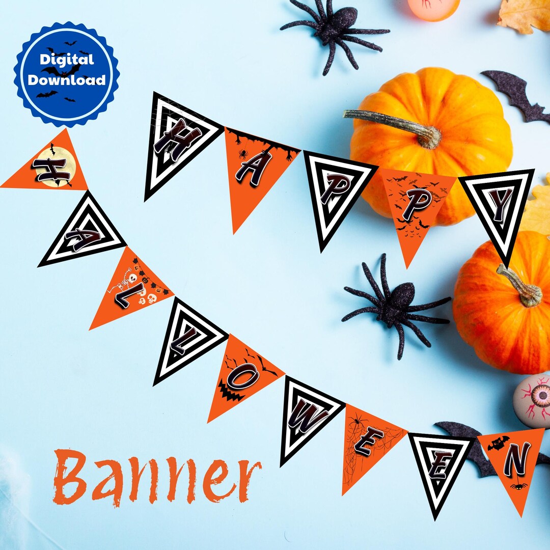 Editable Halloween Party Pack: Purple Spooky Night Banner, Tags ...