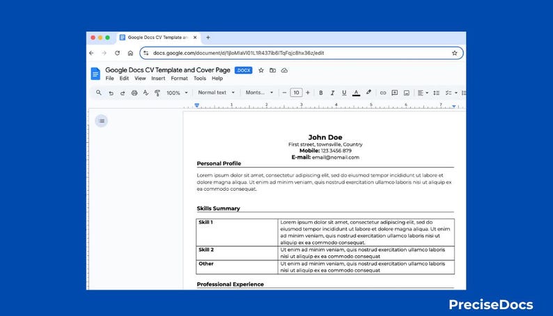 Google Docs CV and Cover Page Template - Etsy