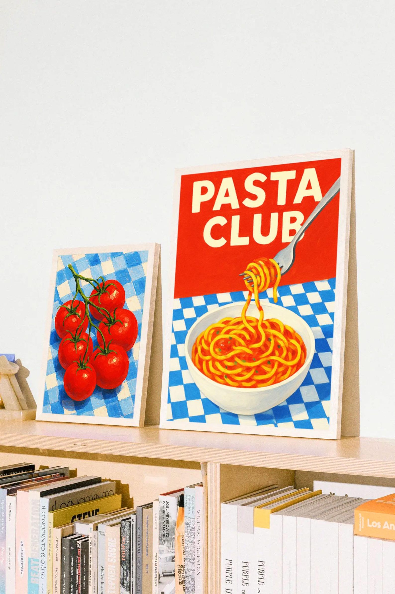 Pasta Club Digital Art Print, Bold Retro Spaghetti Wall Art, Fun ...