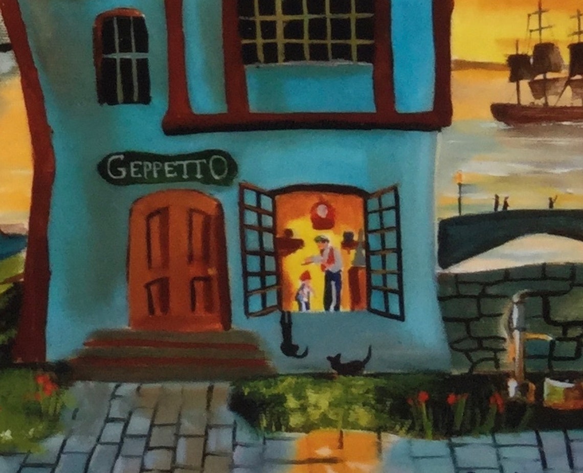 Pinocchio Print, Pinocchio and Geppetto Painting From 2016 - Etsy UK