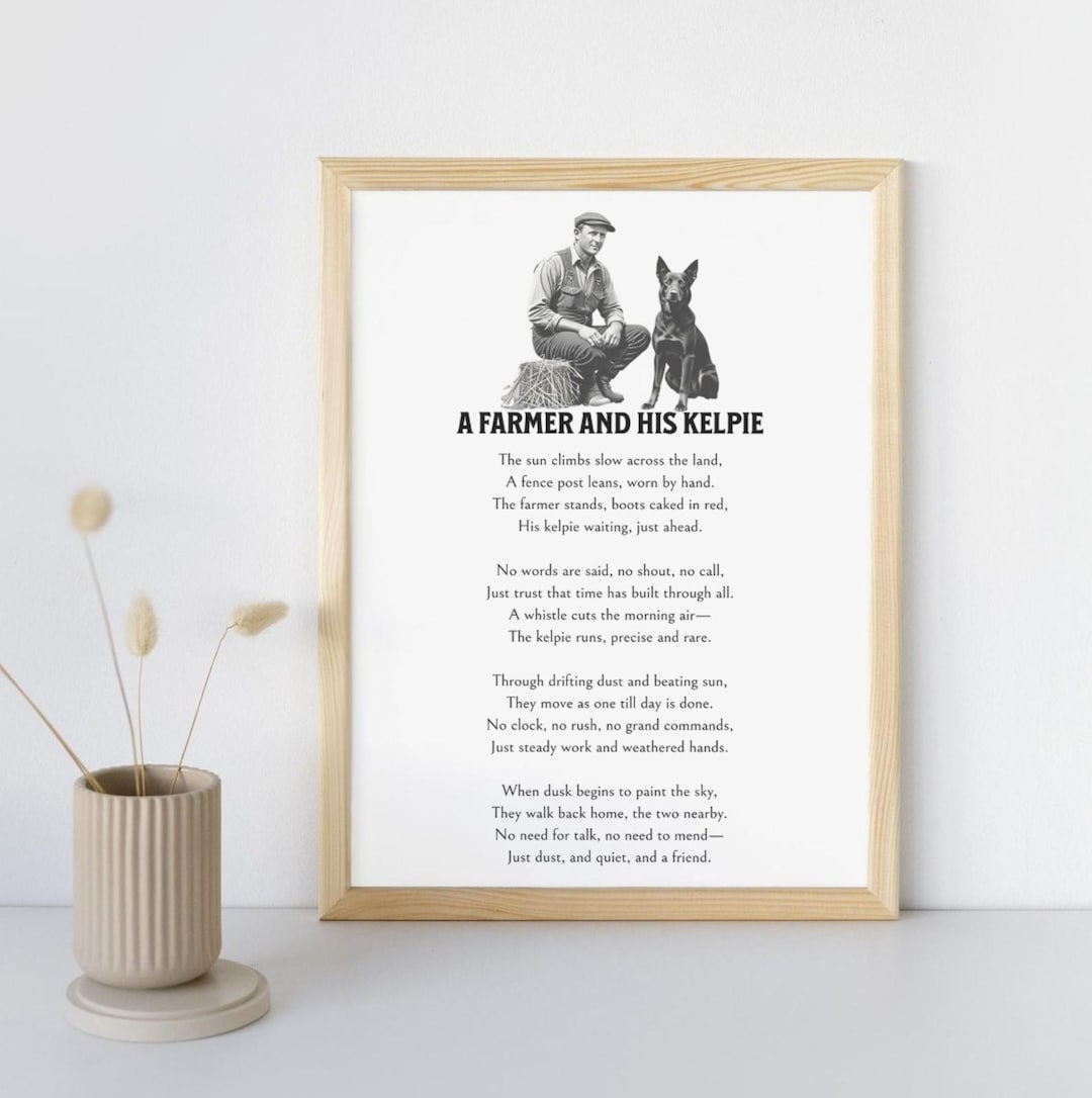 A Farmer and His Kelpie Poem, Australian Kelpie, Wood Framed Poster - Etsy