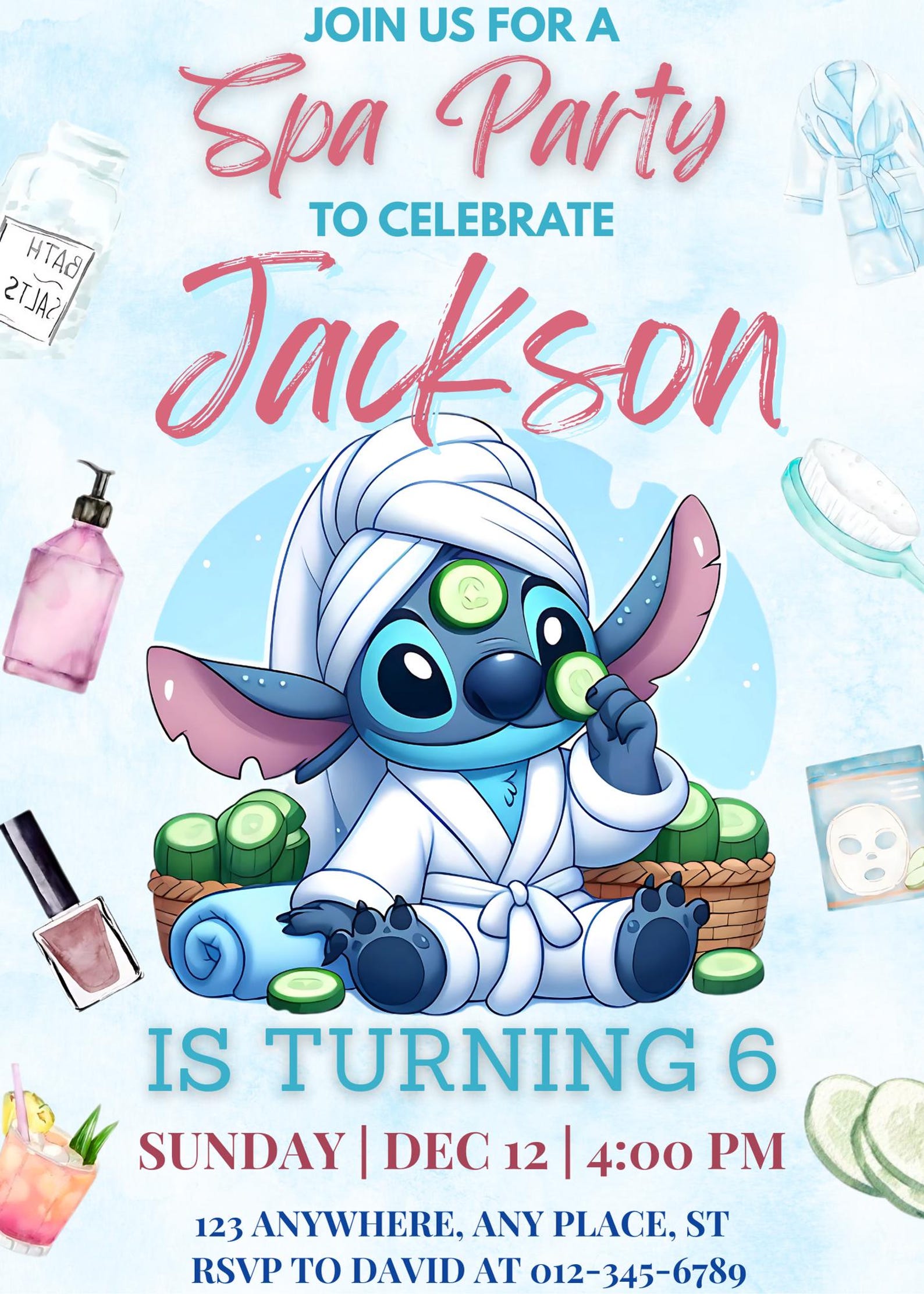 Personalized Stitch Spa Party Invitation: Editable Birthday Invite (PDF ...