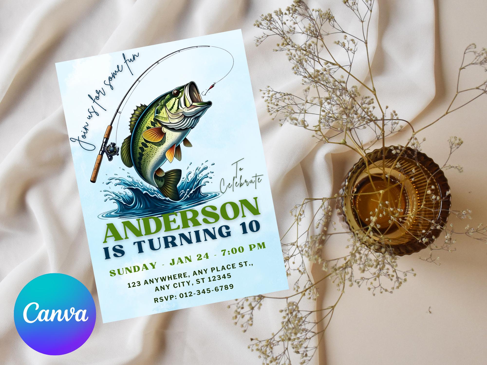 Editable Fishing Birthday Invitation Template, Fishing Birthday Invite ...