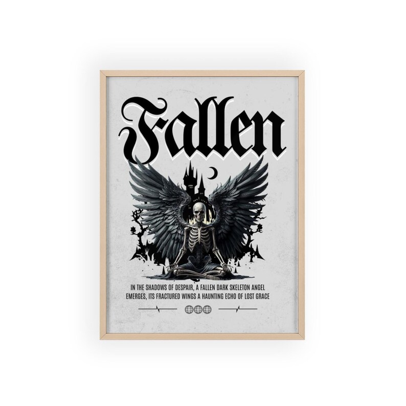 Fallen Angel Skeleton Art Gothic Dark Winged Skeleton Poster | Fantasy ...