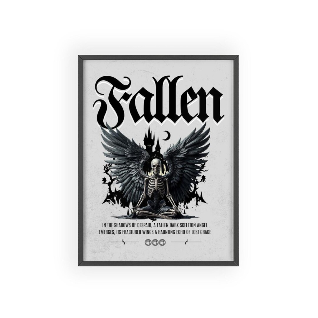 Fallen Angel Skeleton Art Gothic Dark Winged Skeleton Poster | Fantasy ...