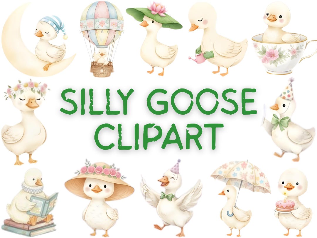 Silly Goose Clipart Bundle: PNG Illustrations for Kids (digital Designs ...