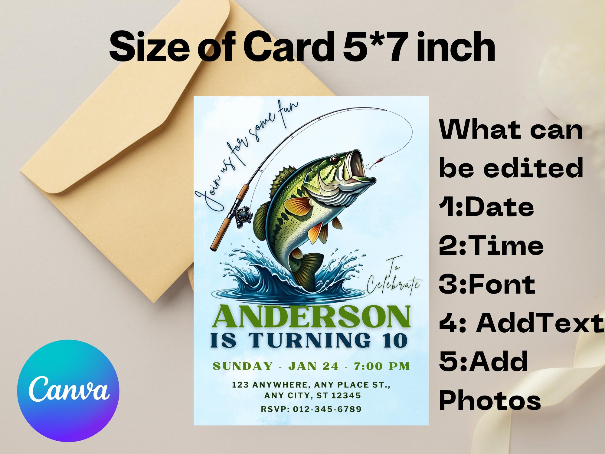 Editable Fishing Birthday Invitation Template, Fishing Birthday Invite ...