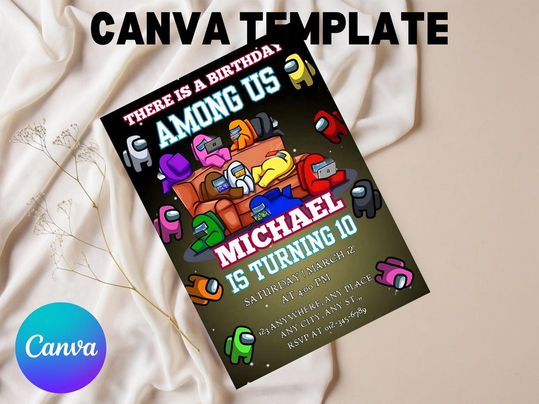 Among Us Birthday Invitation: Editable Kids Game Invite (canva ...