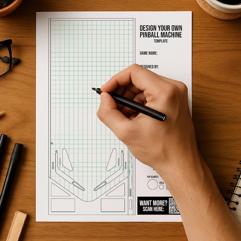 Pinball Playfield Design Template | DIY Printable PDF | Digital ...