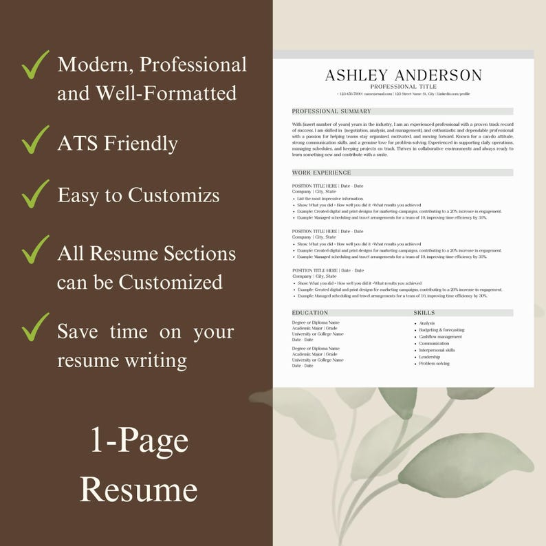 Professional CV Resume Template, Resume Template, Modern Resume ...