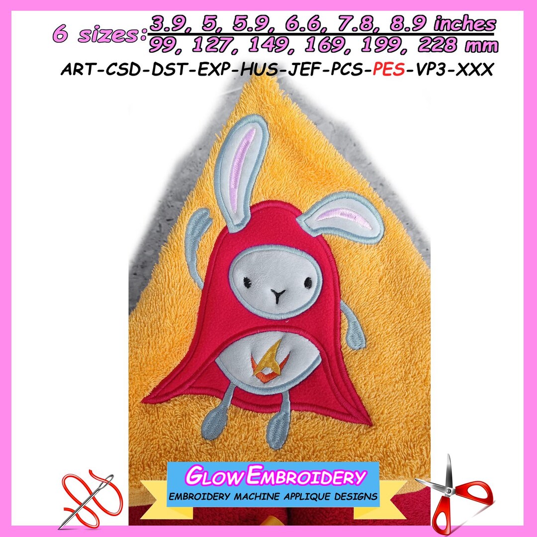 Hoppity Applique Embroidery Design, Bunny Toy Applique, 6 Sizes ...