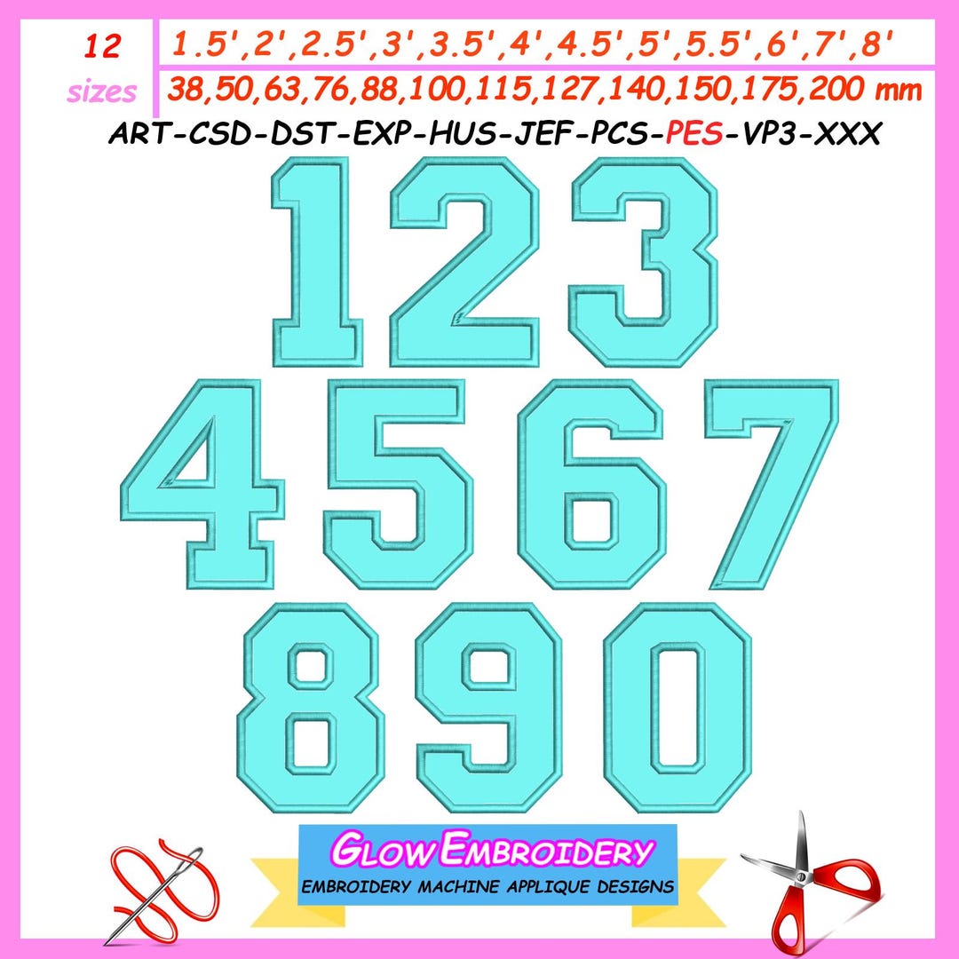 Varsity Applique Numbers, 12 Sizes, Instant Download - Etsy