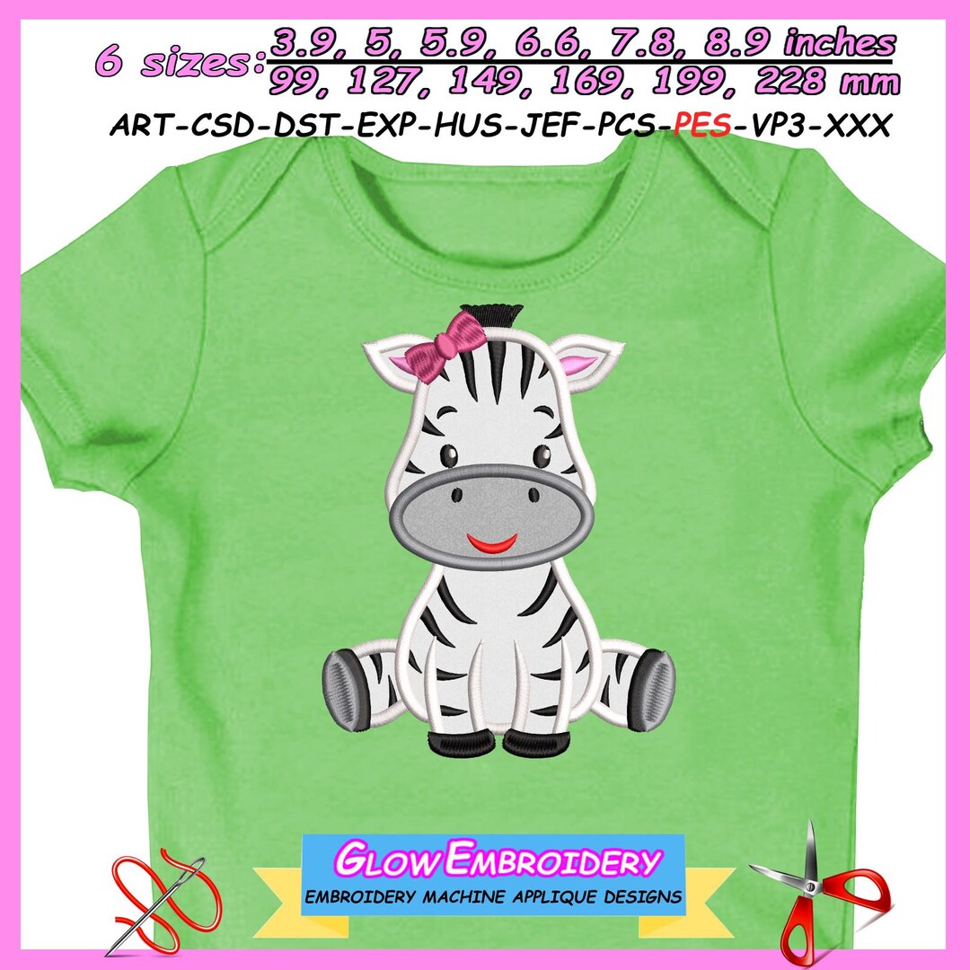 Zebra Applique Embroidery Design, Zebra Girl Applique 6 Sizes, Instant ...