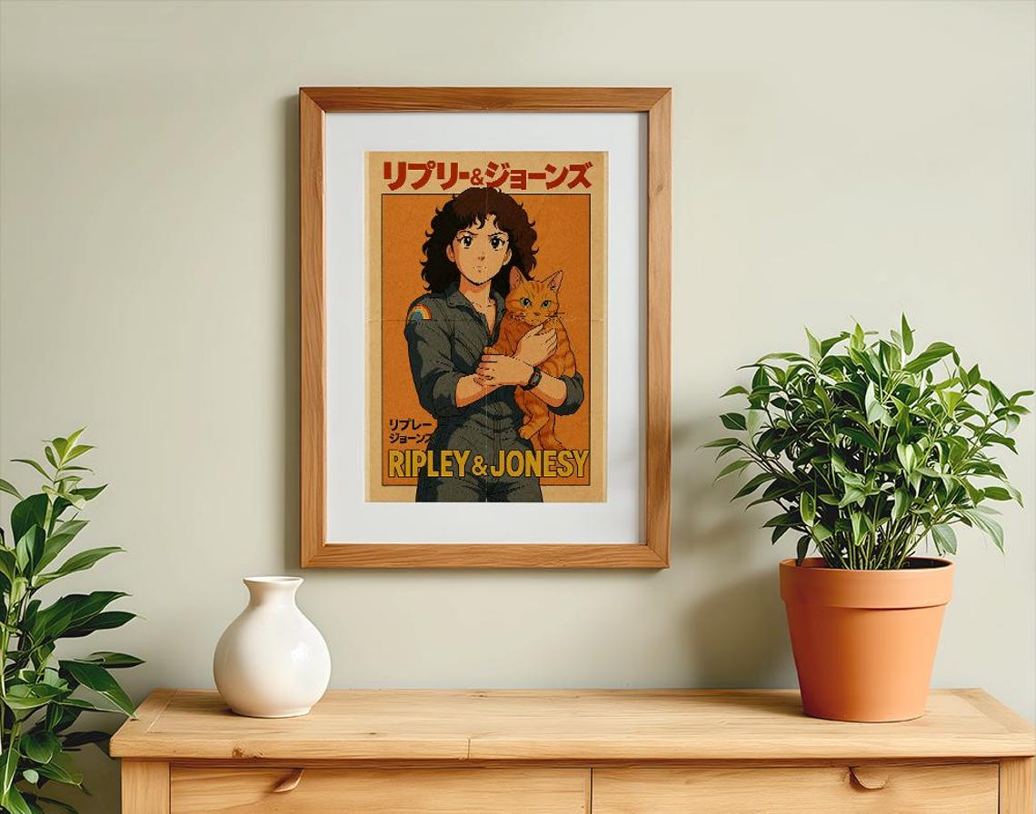 Ripley and Jonesy Anime Digital Art Poster Print, Anime Print, Home ...