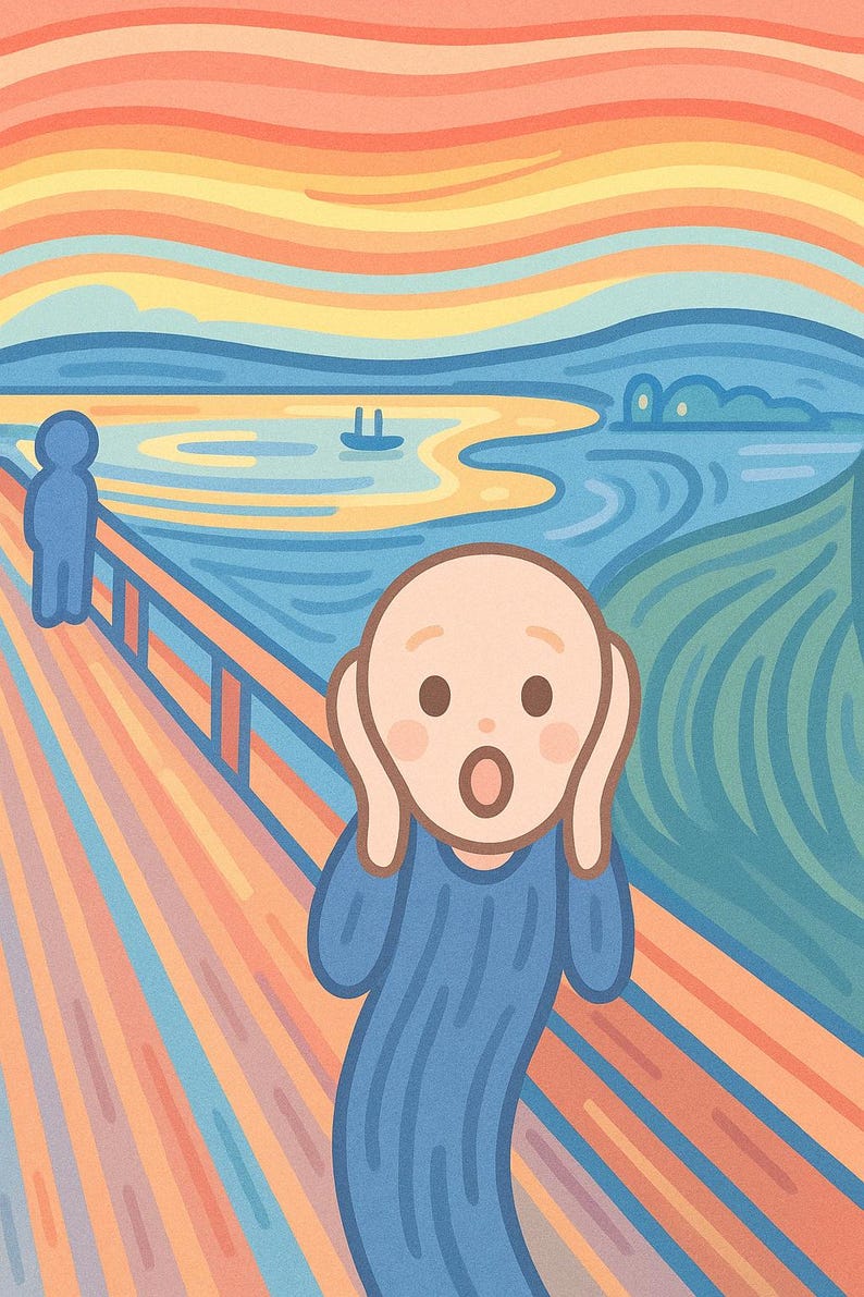 Kawaii Style the Scream Digital Art Poster Print, Cute Print, Home ...