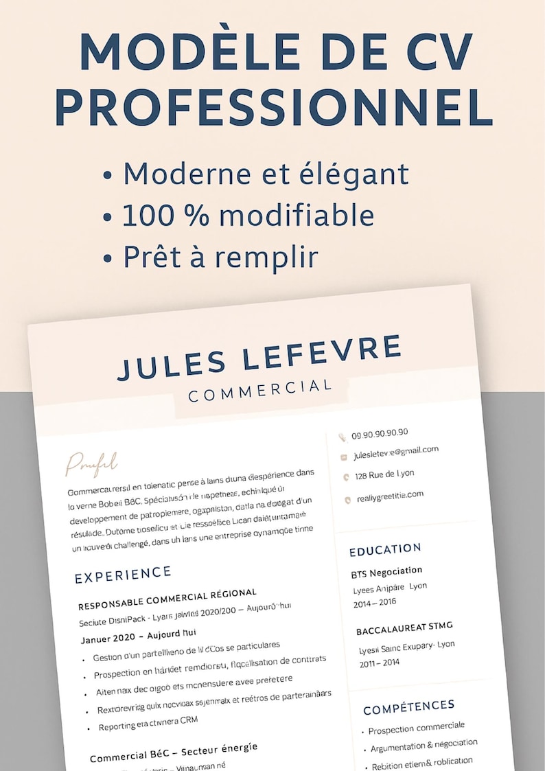 Modern and Professional CV Template - Etsy