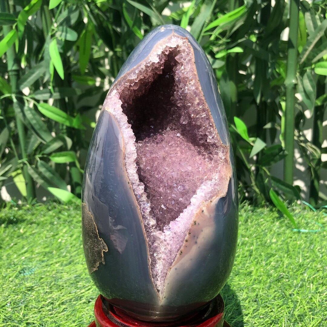Amethyst Geode Crystal Egg With Incredible Agate Formations, Natural ...