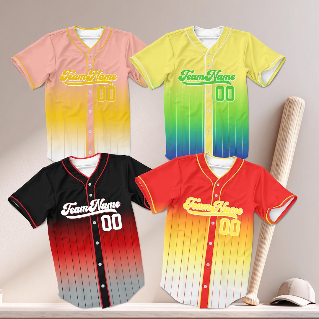 Personalized Name Team Custom Stripe Line Color Baseball Jersey for ...