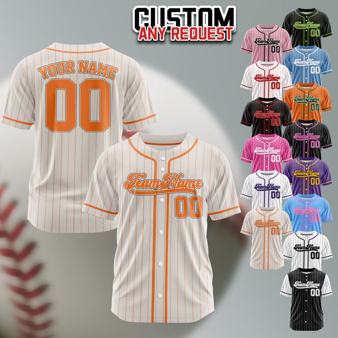 Custom Stripe Line Color Baseball Jersey Personalized Embroidery Name ...