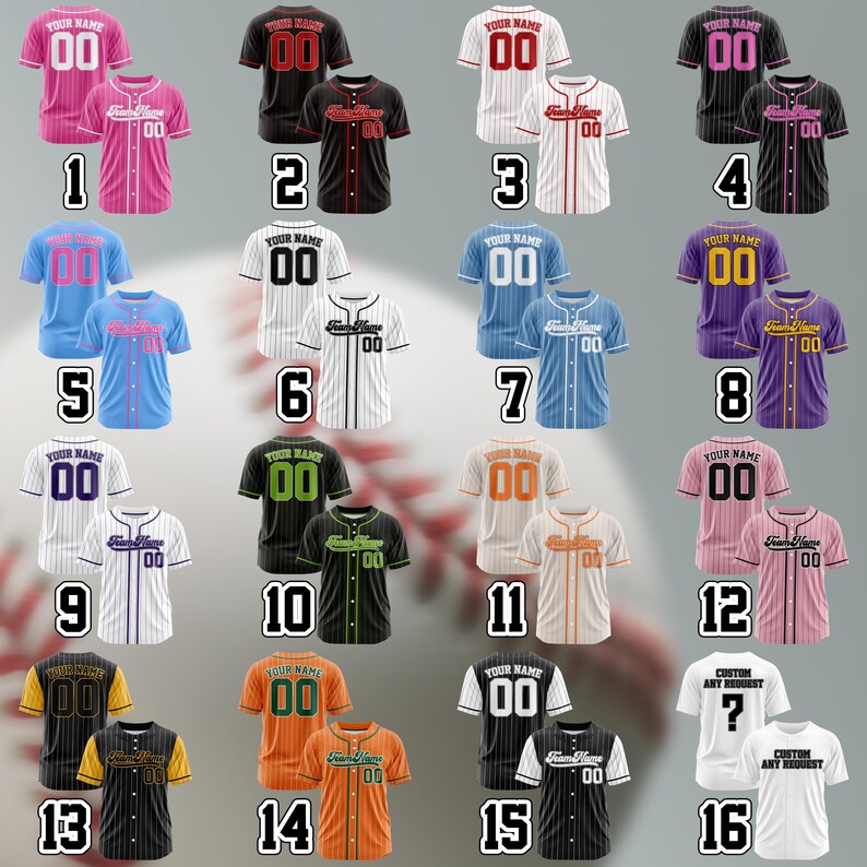 Custom Stripe Line Color Baseball Jersey Personalized Embroidery Name ...