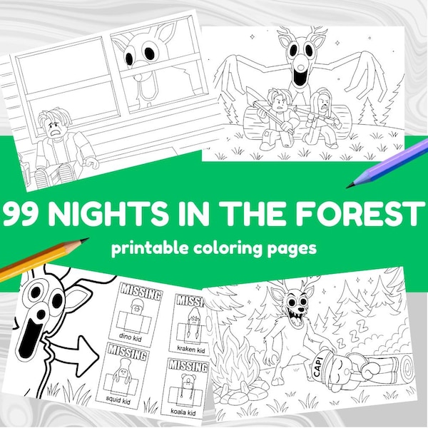 99 nights in the forest coloring page - Etsy Nederland