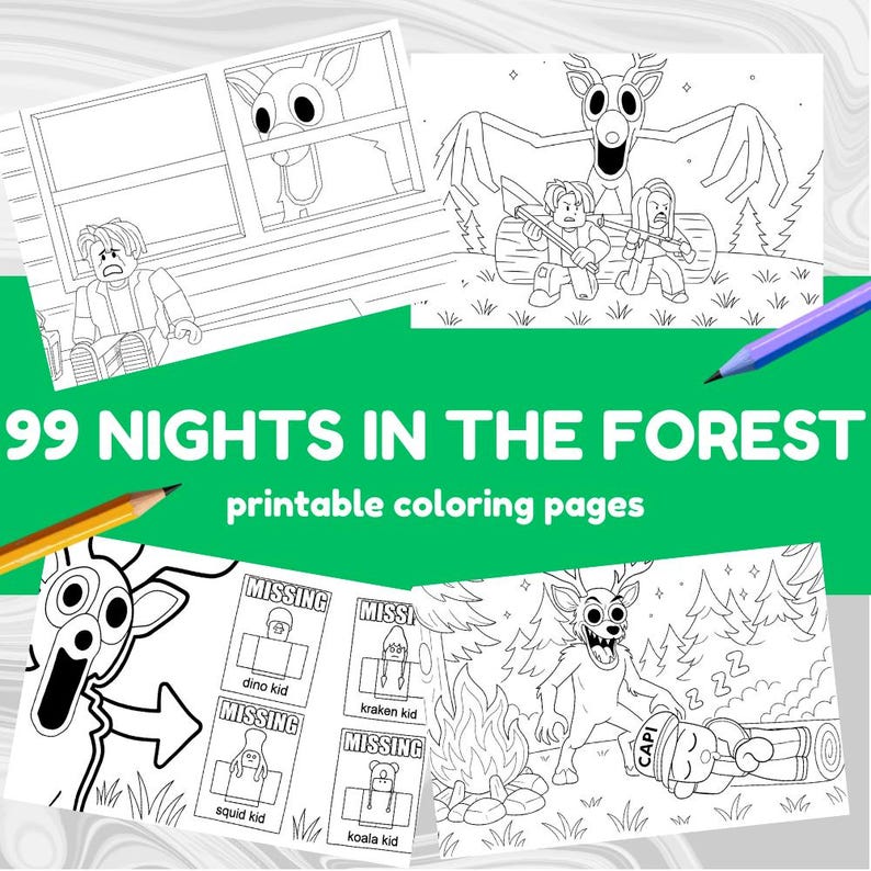 Roblox 99 Nights in the Forest Printable Coloring Book - Etsy