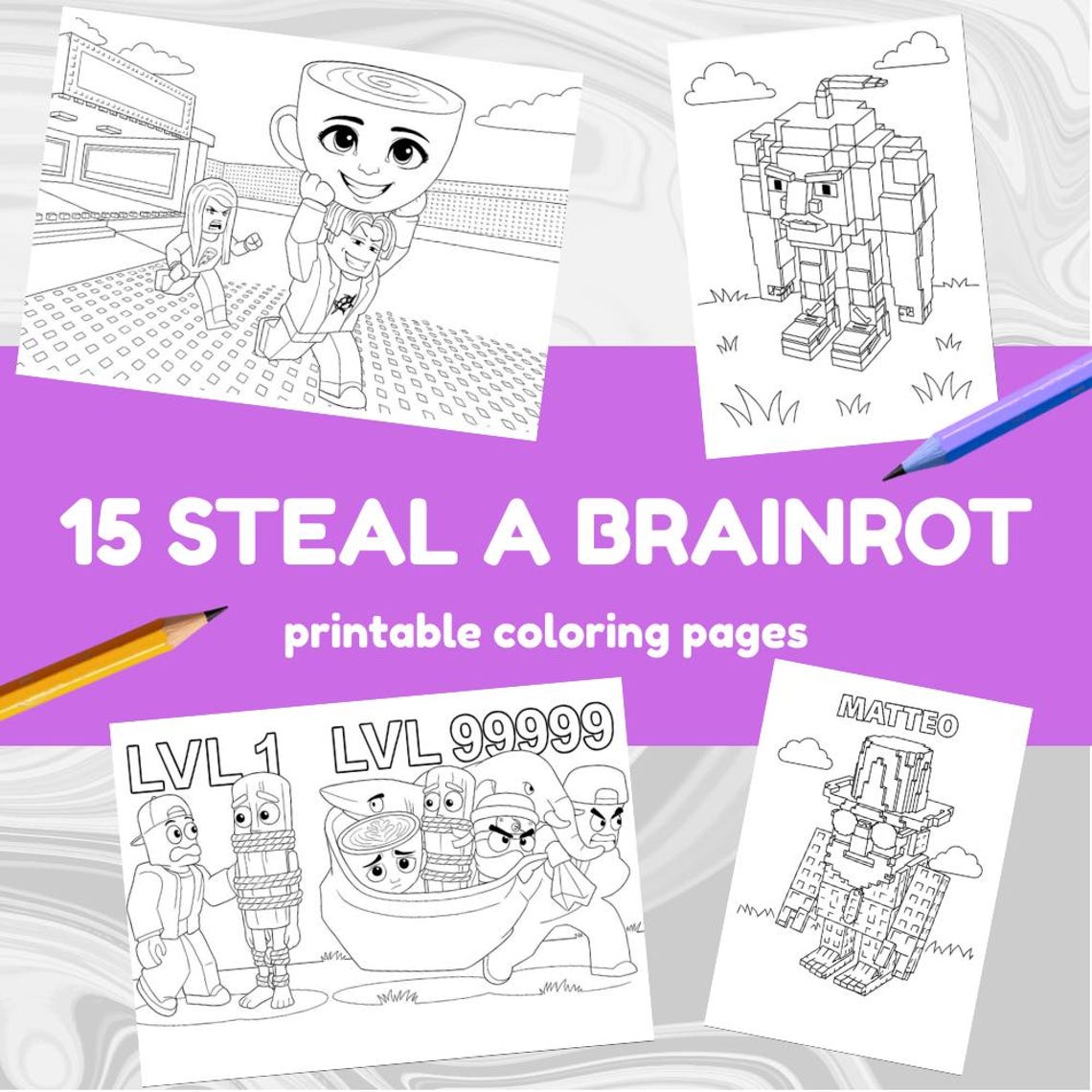 Roblox Steal A Brainrot – kolorowanka do druku - Etsy Polska