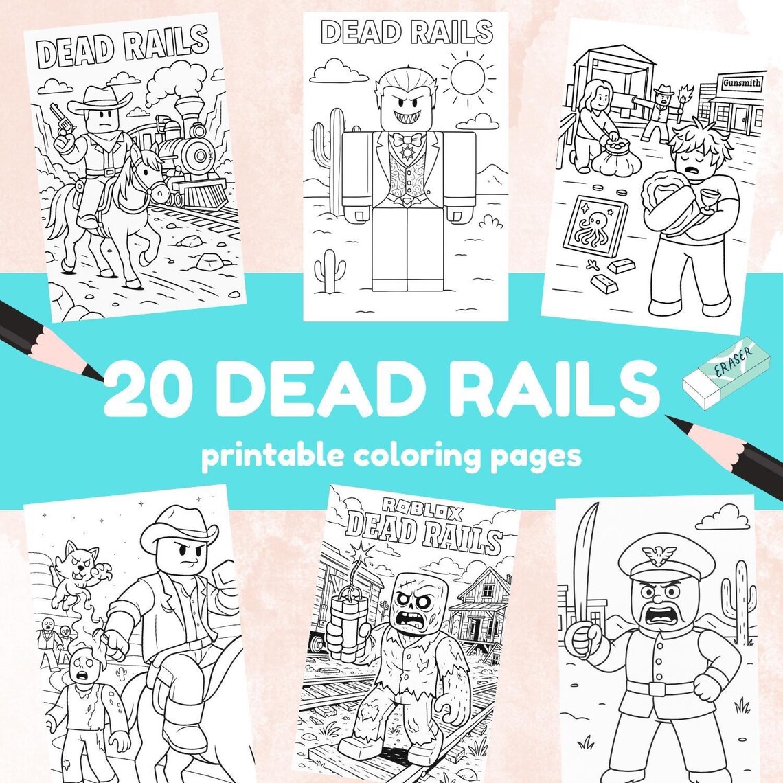 Roblox Dead Rails Printable Coloring Book - Etsy