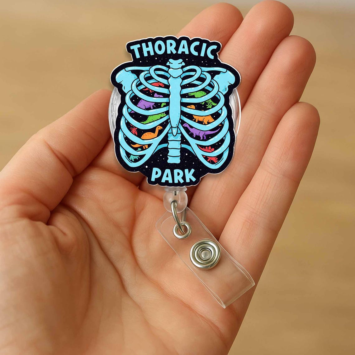 Thoracic Park Badge Reel: Dinosaur Rib Cage ID Holder - Etsy