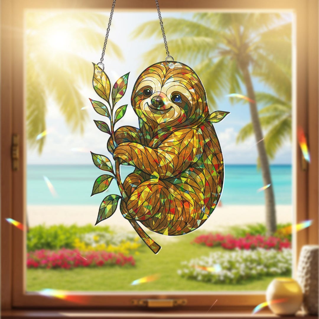 Sloth Hologram Acrylic Window Hanging: Nature Decor - Etsy