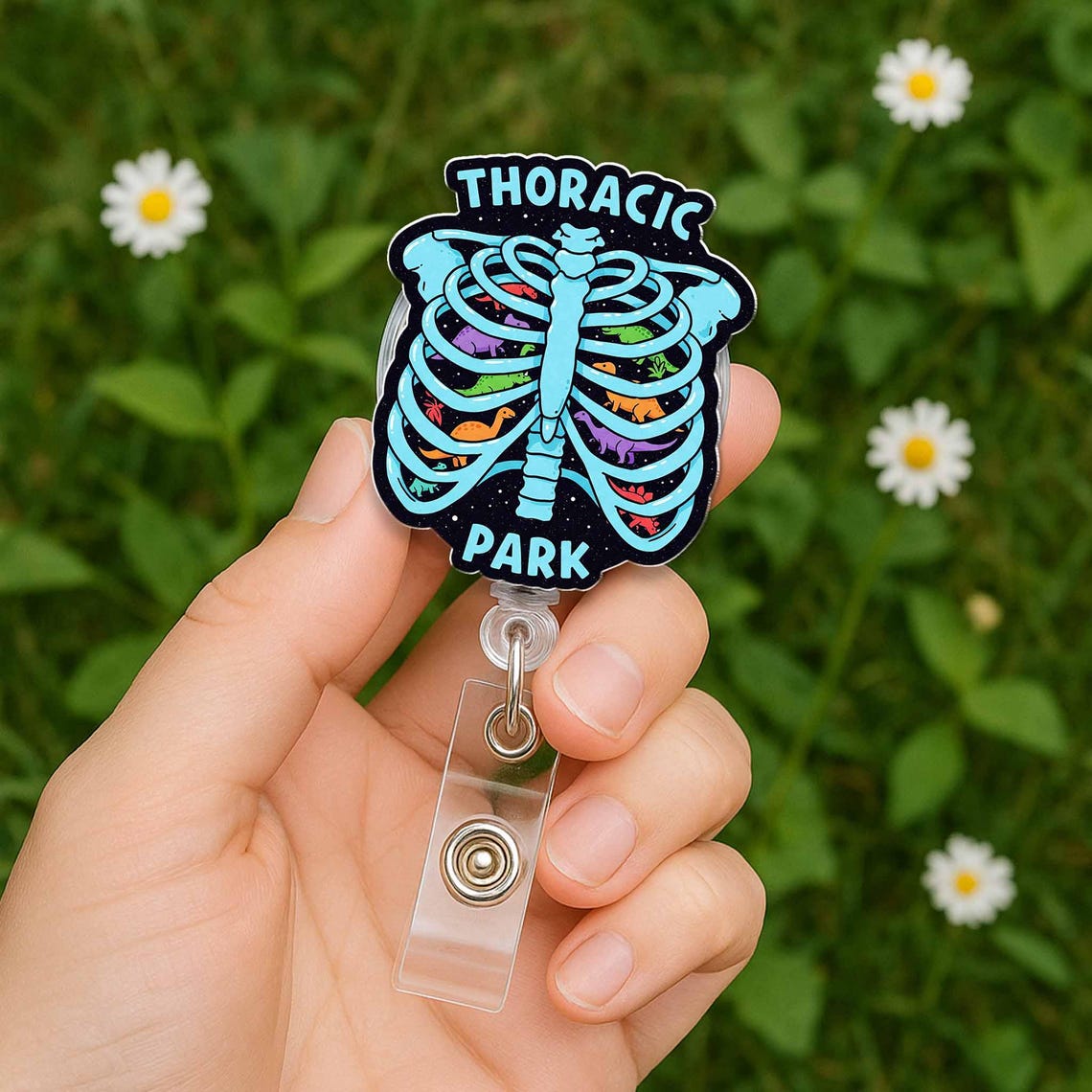 Thoracic Park Badge Reel: Dinosaur Rib Cage ID Holder - Etsy