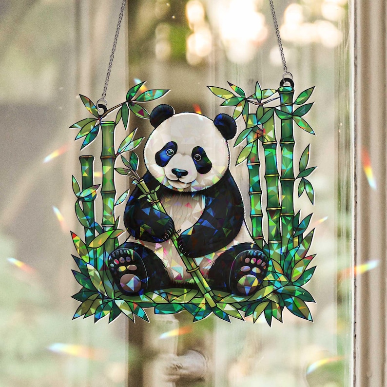 Panda Suncatcher: Hologram Acrylic Window Hanging - Etsy
