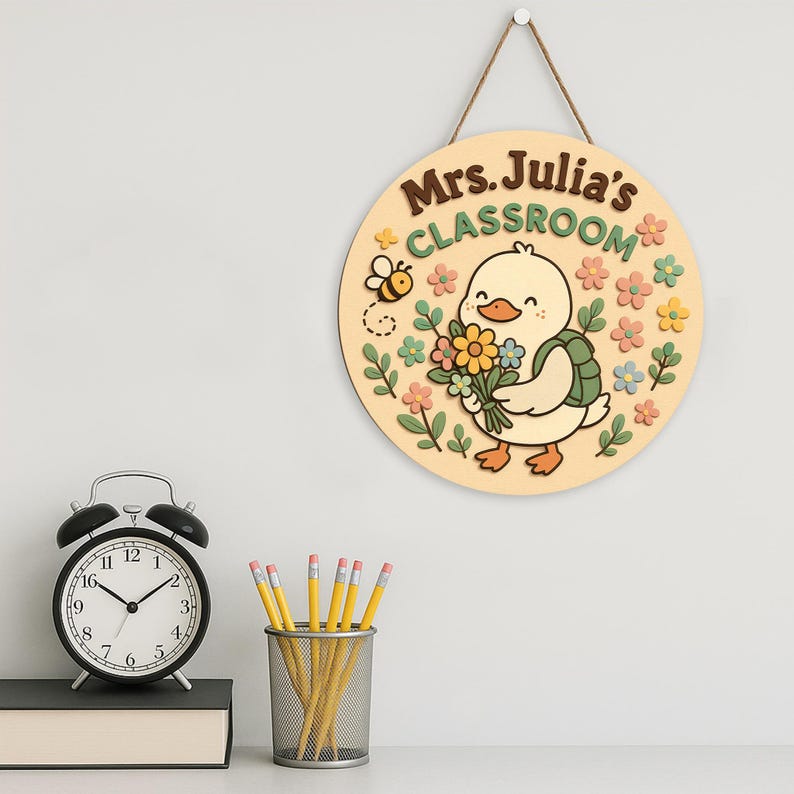 Duck Classroom Door Sign, Teacher Personalized Wall Decor, Cute Teacher ...