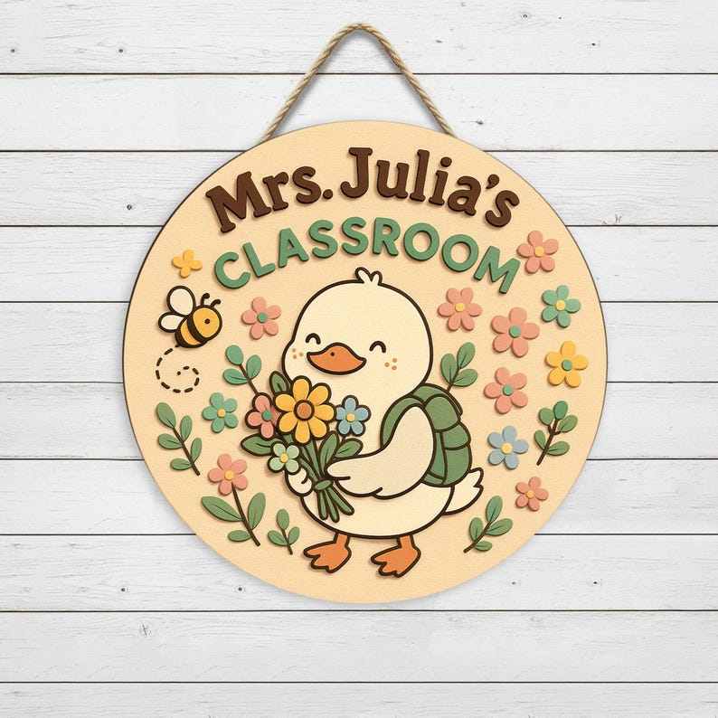Duck Classroom Door Sign, Teacher Personalized Wall Decor, Cute Teacher ...