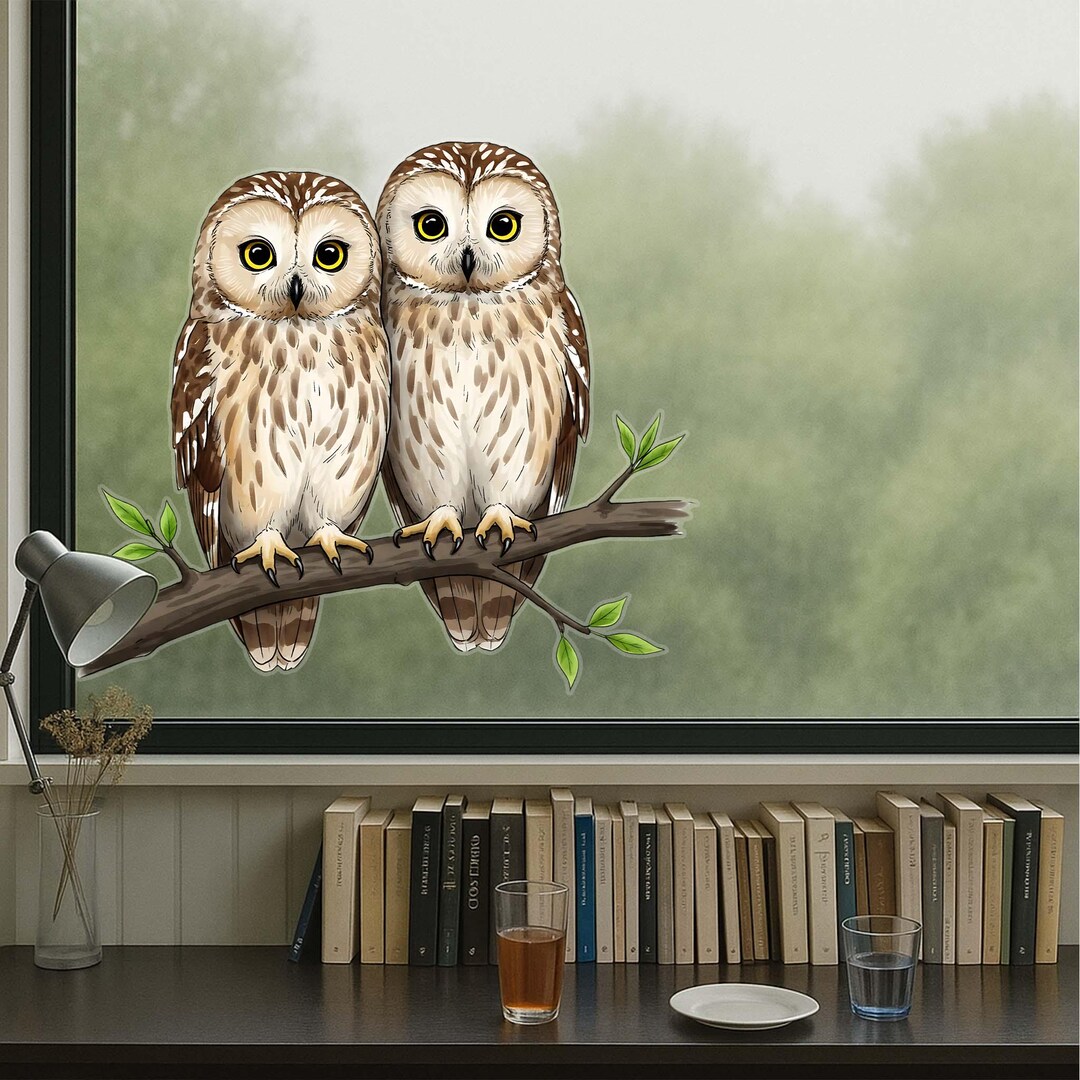 Owl Window Decal, Transparent Vinyl Owl Sticker, Realistic Bird Cling ...