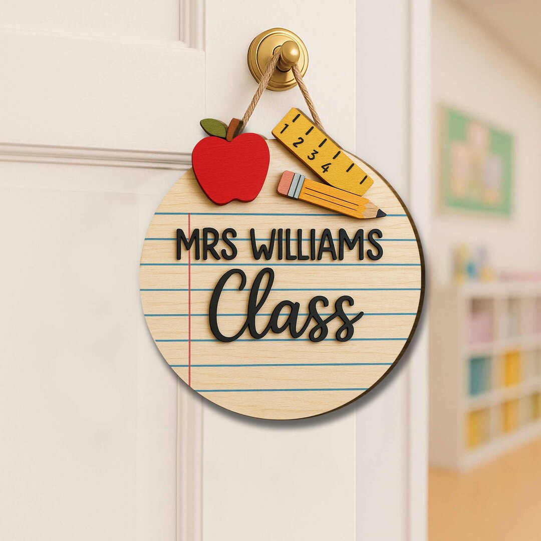 Custom 3D Teacher Door Sign, Personalized Classroom Wood Sign, Back to ...
