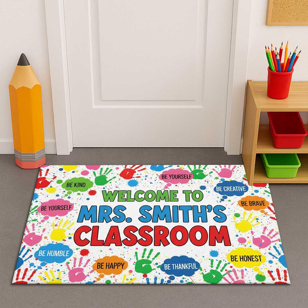 Custom Welcome Classroom Doormat, Personalized Teacher Rug, Back to ...