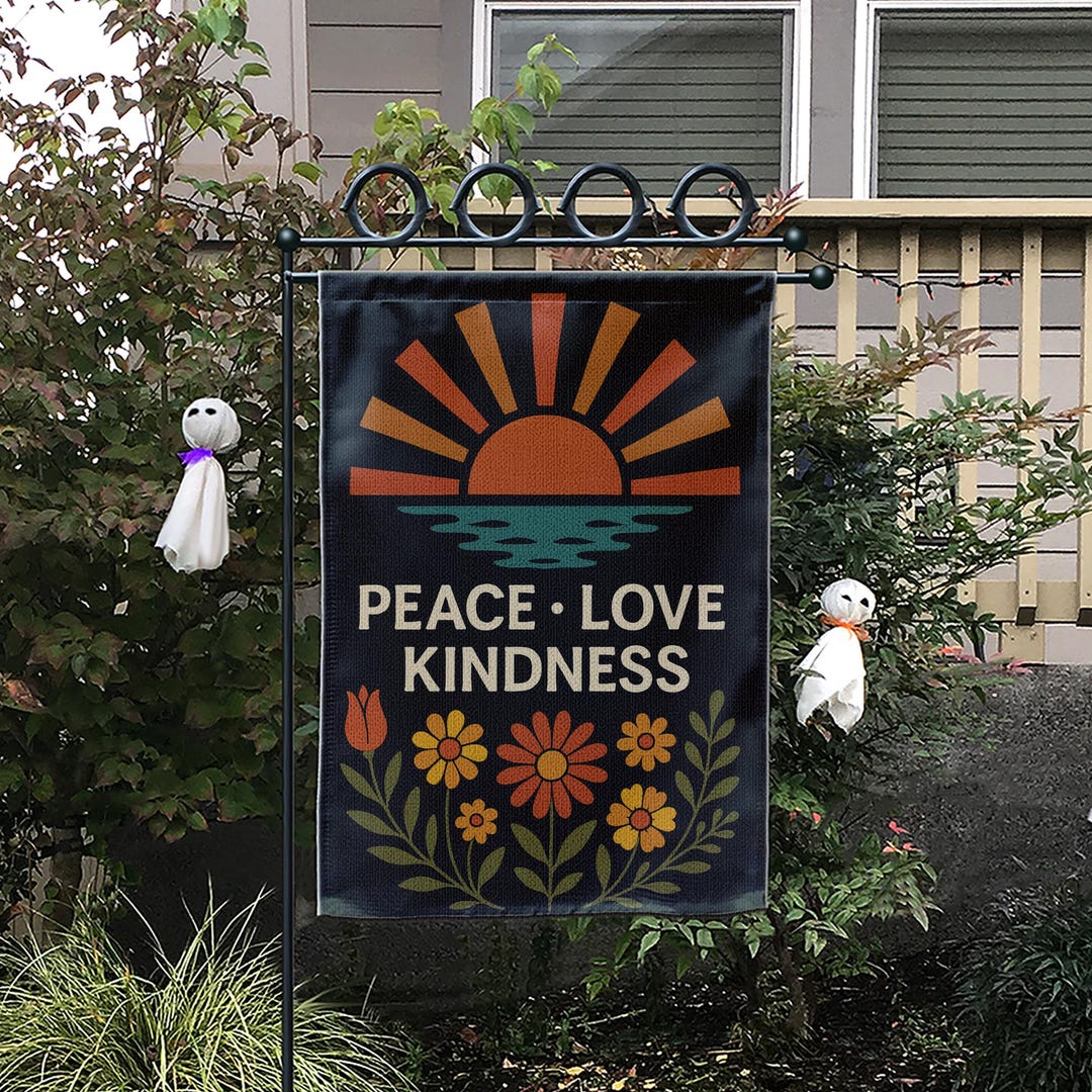 Boho Peace Love Kindness Garden Flag: Sunset Floral Yard Decor - Etsy
