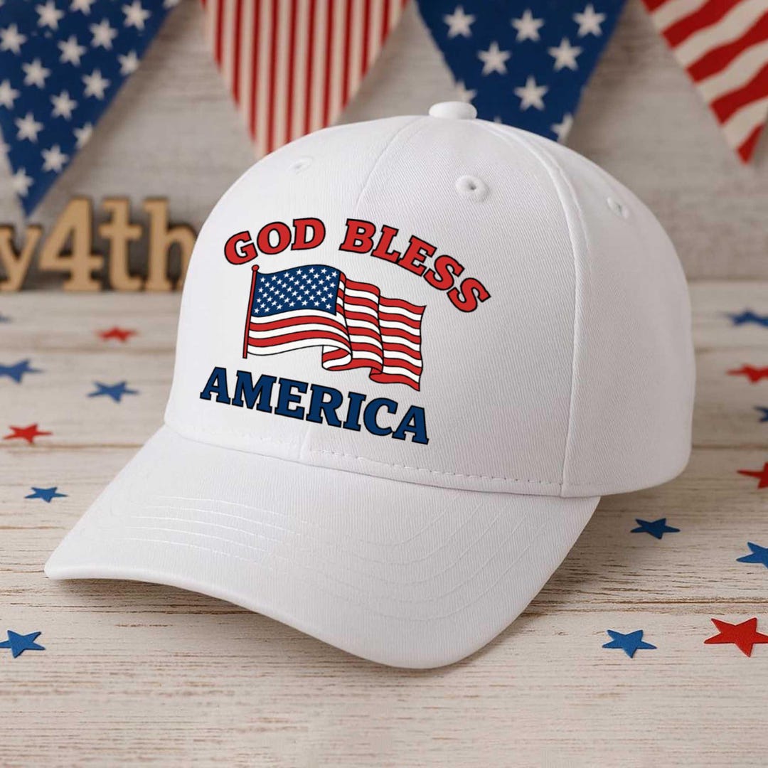 God Bless America Hat: Patriotic USA Flag White Cotton Dad Hat - Etsy