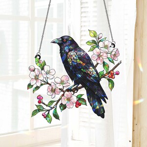 Hologram Raven Window Hanging – Stained Glass Look Sun Catcher With ...