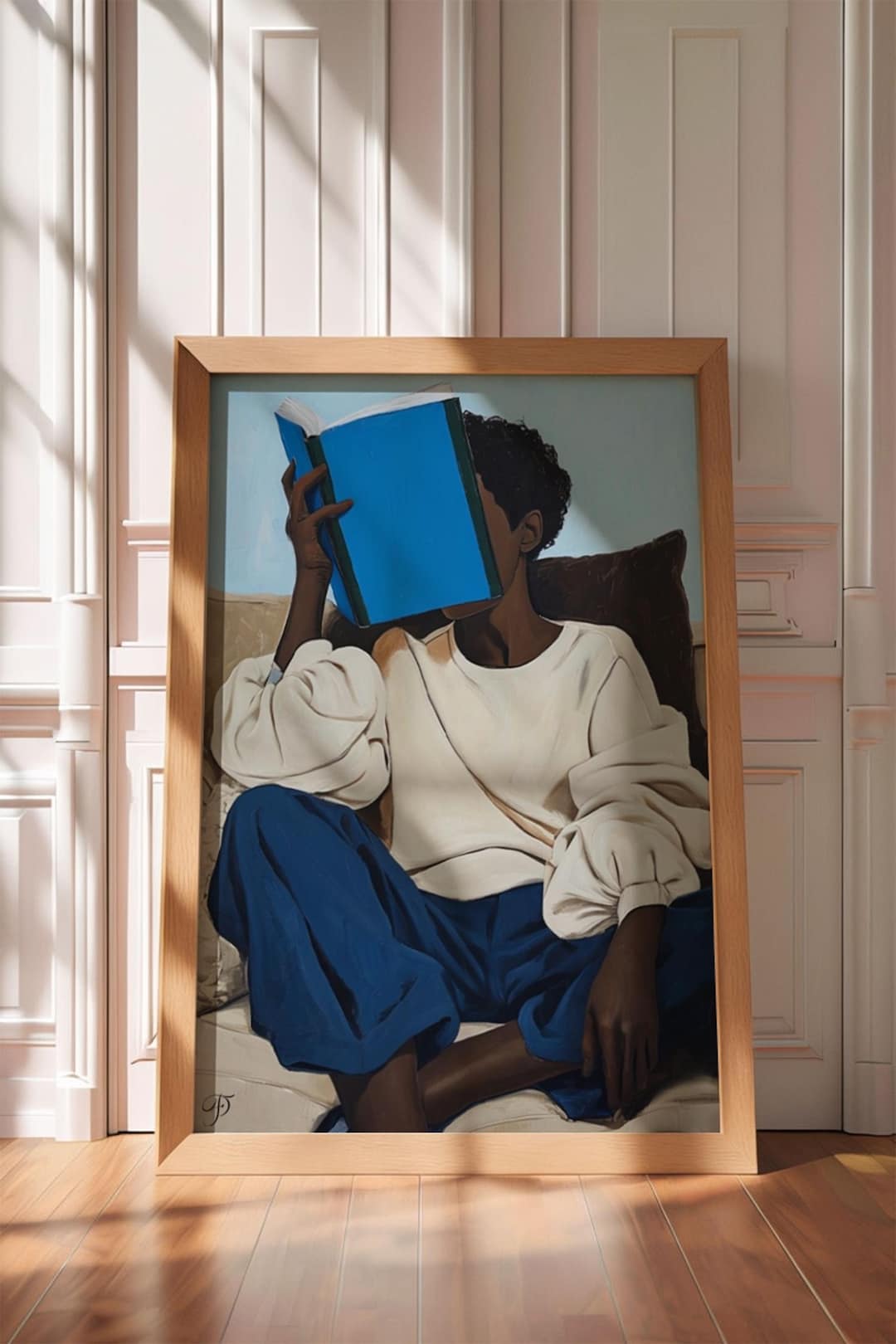 Lost in a Book – Printable Poster in Shades of Blue for Book Lovers ...