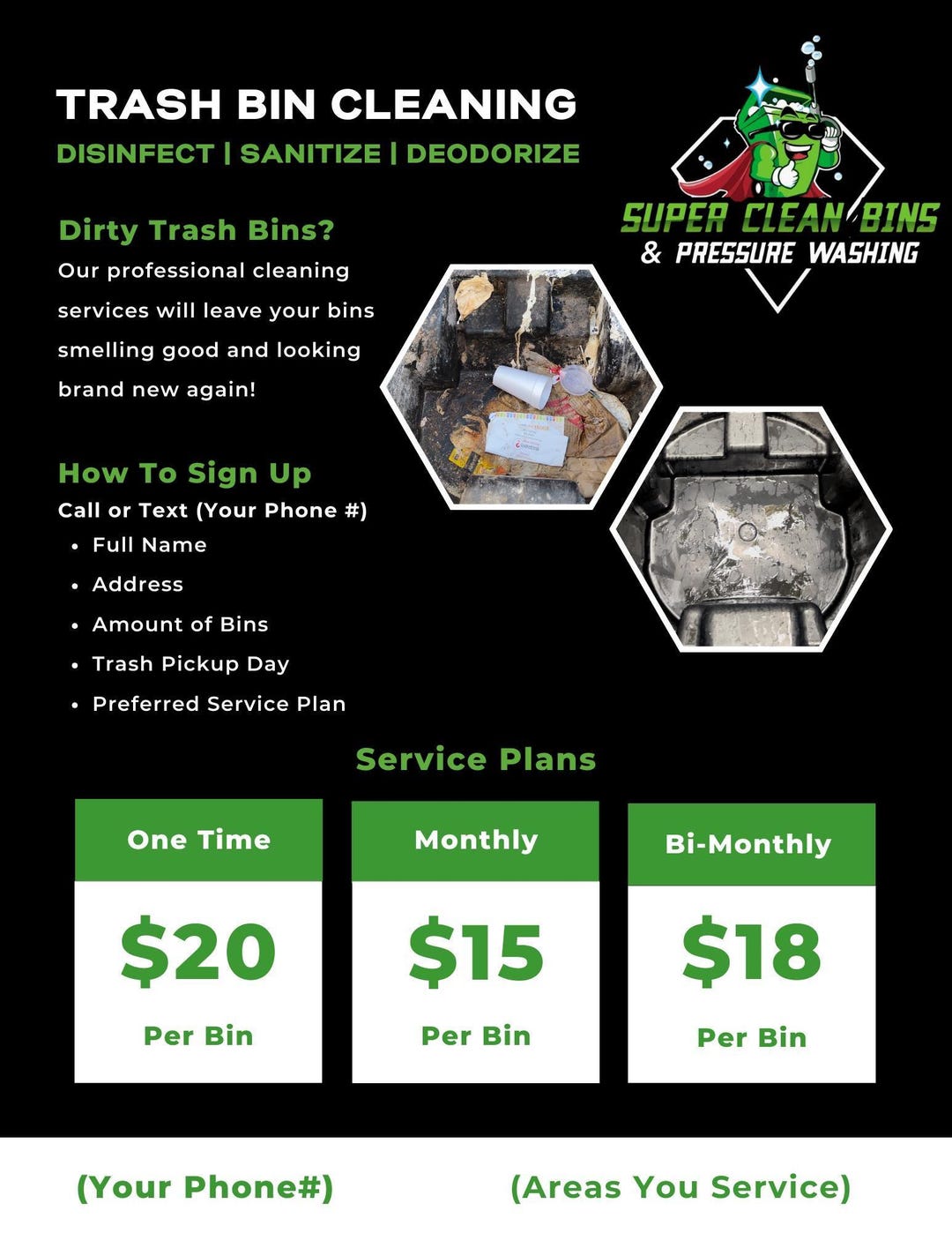 Editable Trash Bin Cleaning Flyer Template - Canva - Etsy