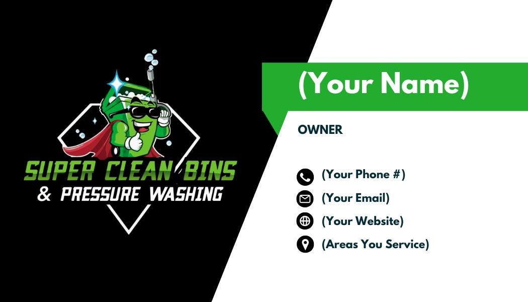 Editable Trash Bin Cleaning Business Card Template - Canva - Etsy