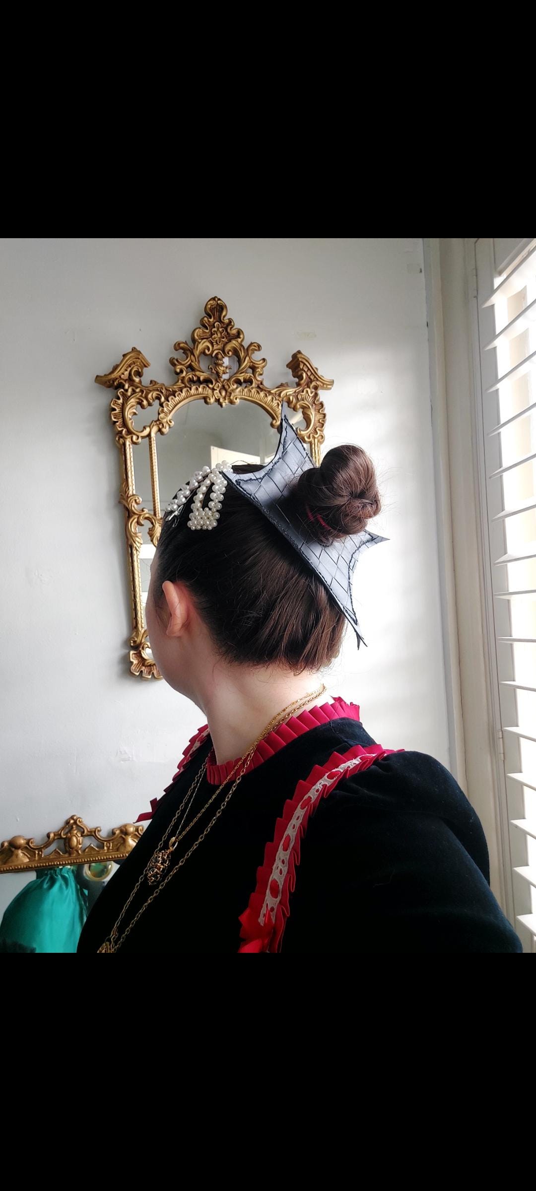 Emoji Cathedral Crown, Gothic,emo Lolita Hair Accessory, Pearl Bun Hat ...