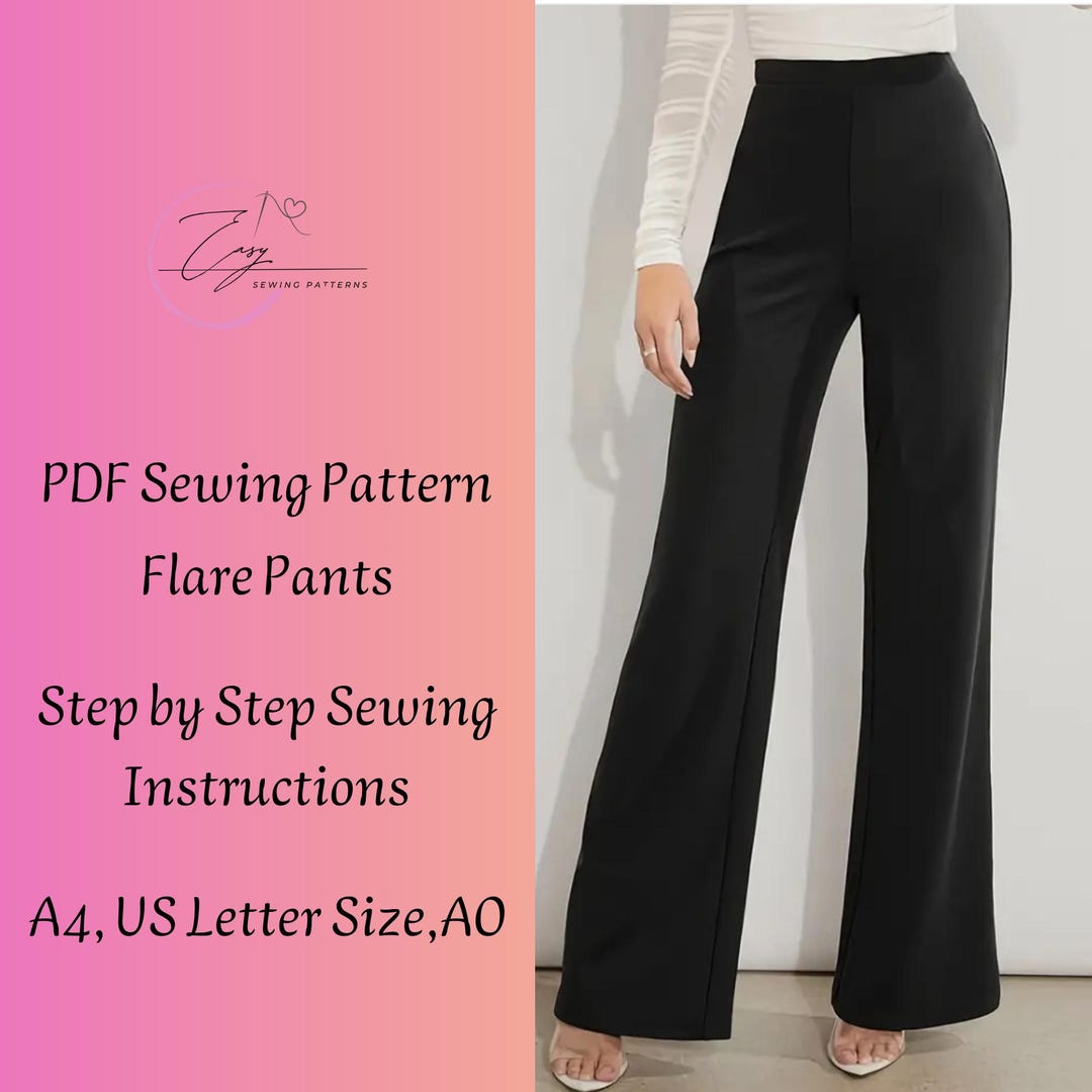 Flare Pants Sewing Pattern: Women's Wide Leg Trousers (PDF Pattern) - Etsy