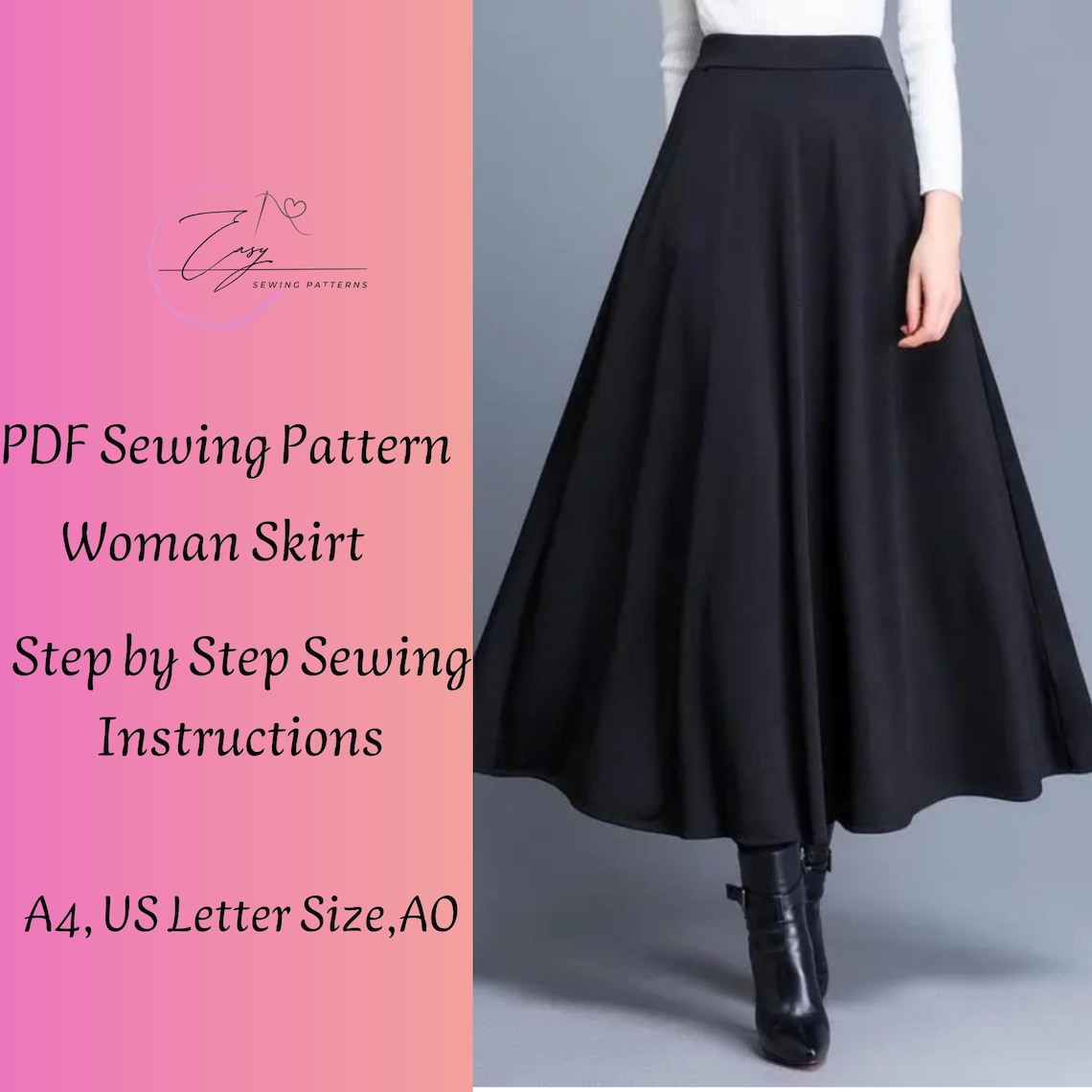 Woman's Long Silk Skirt Sewing Pattern: Plus Sizes (PDF Pattern) - Etsy