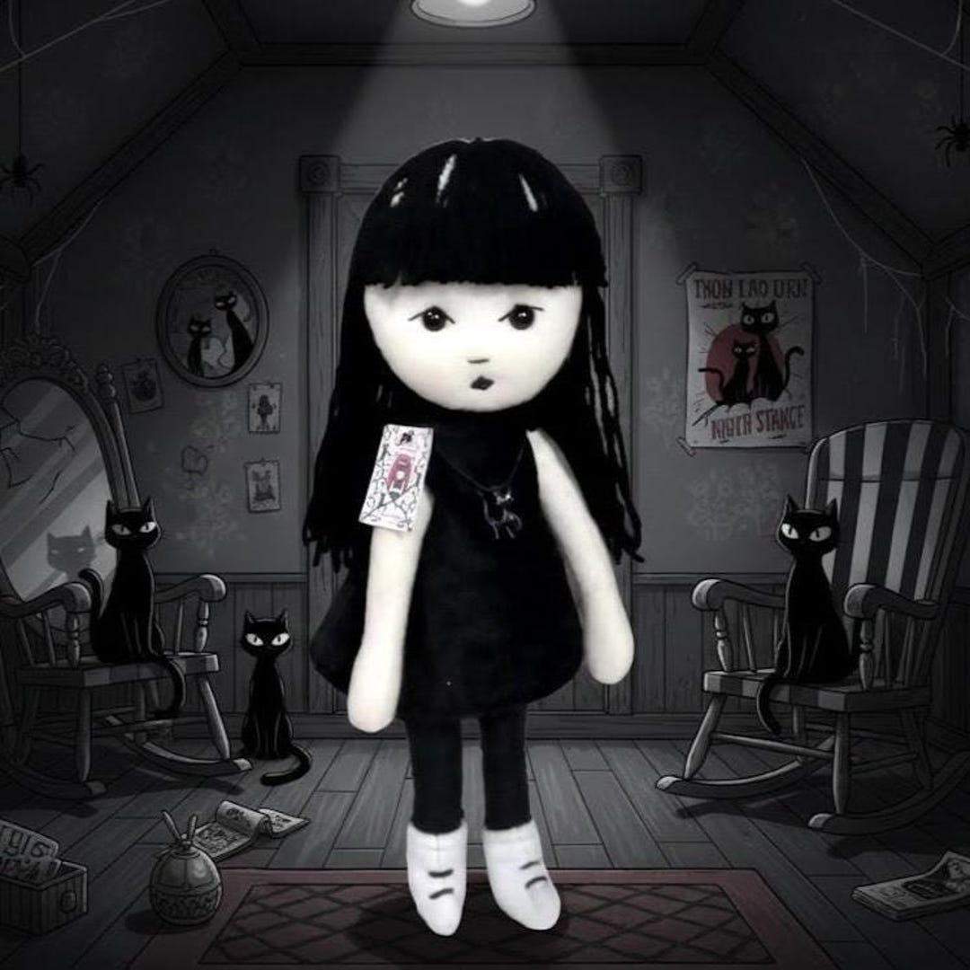 Emily the Strange Plush Doll Handmade for Goth Girls - Etsy