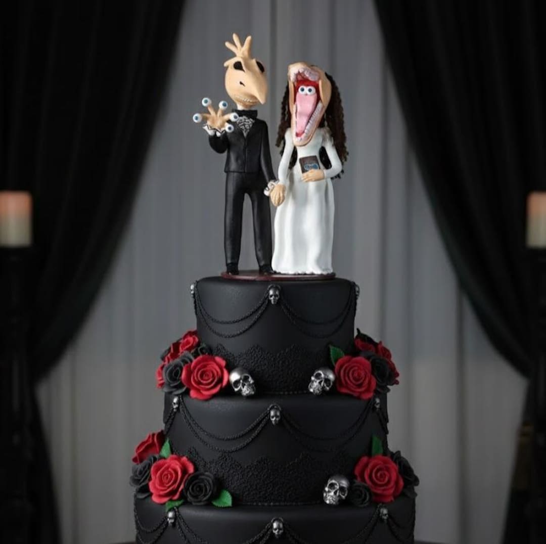 Barbara and Adam Beetlejuice Wedding Figure Cake Topper - Etsy